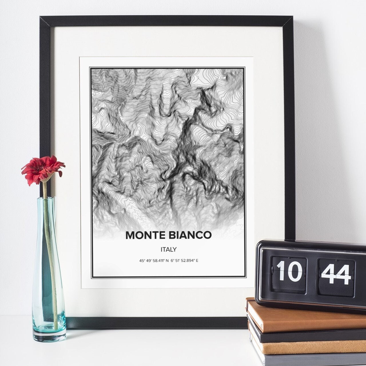 Monte Bianco Italy Topographic Map Italy's Highest Peak Italian Alps ...