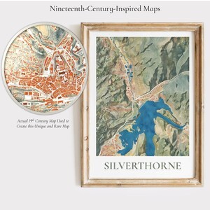 Watercolor Custom Map, Old Map Style Colors With Topographic Lines ...