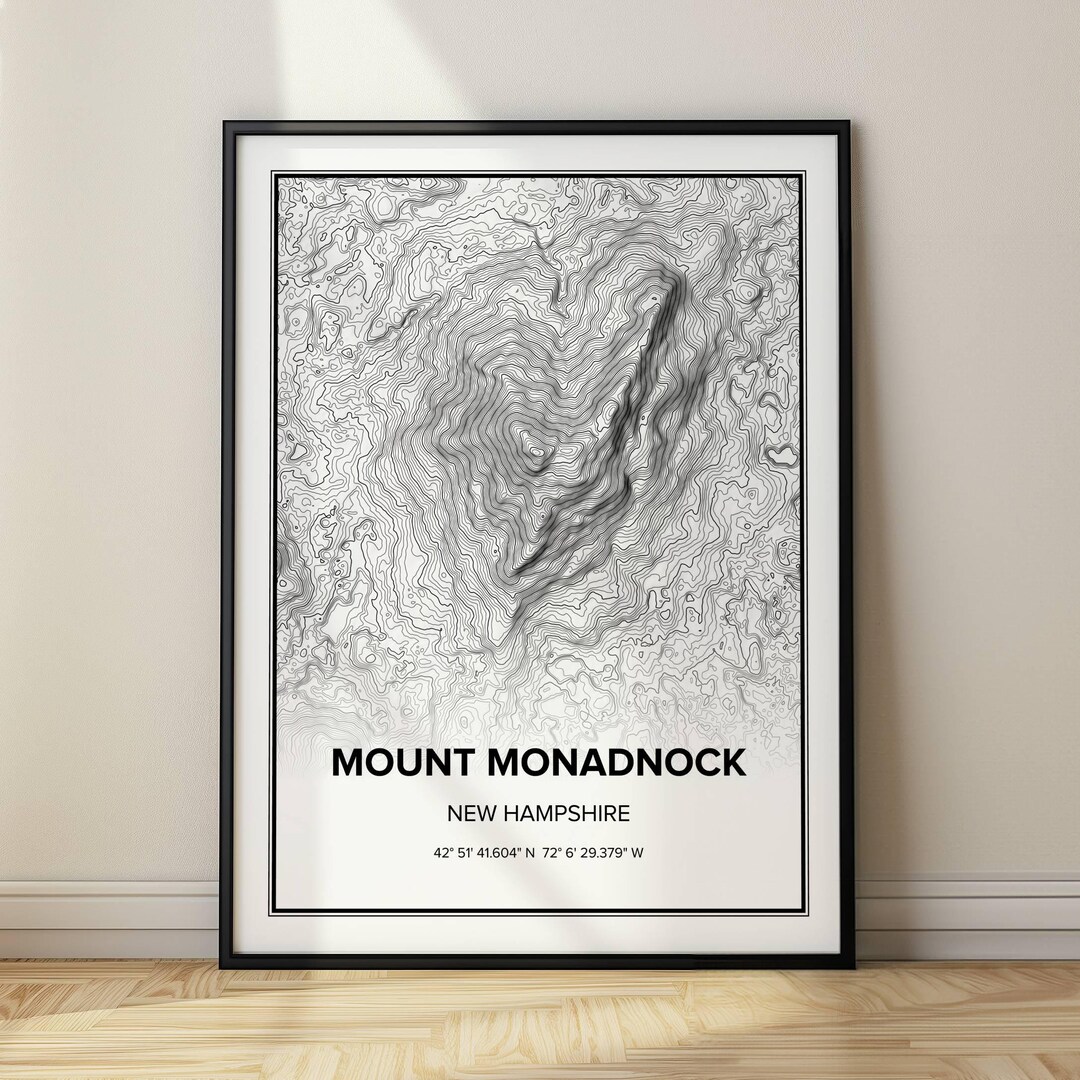 Mount Monadnock New Hampshire Topographic Map MT Monadnock Peak Wall ...
