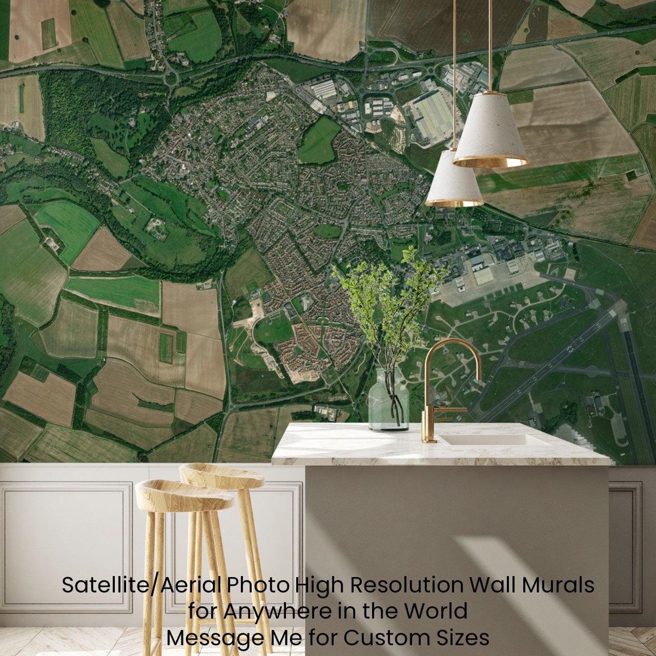 Wall Mural Custom Satellite Aerial Photo Peel and Stick Wallpaper ...