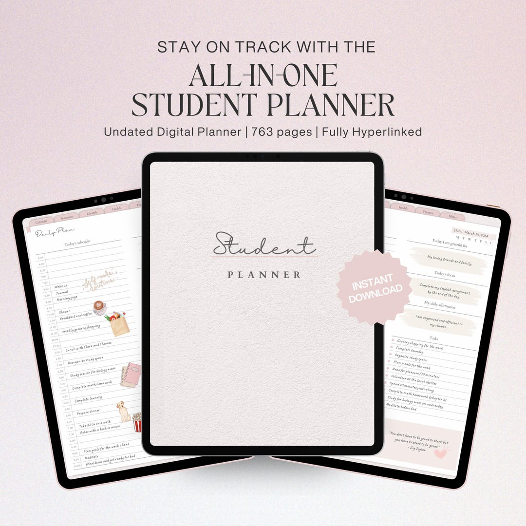 All-in-one Digital Student Planner: Undated, Minimalist Design (PDF ...