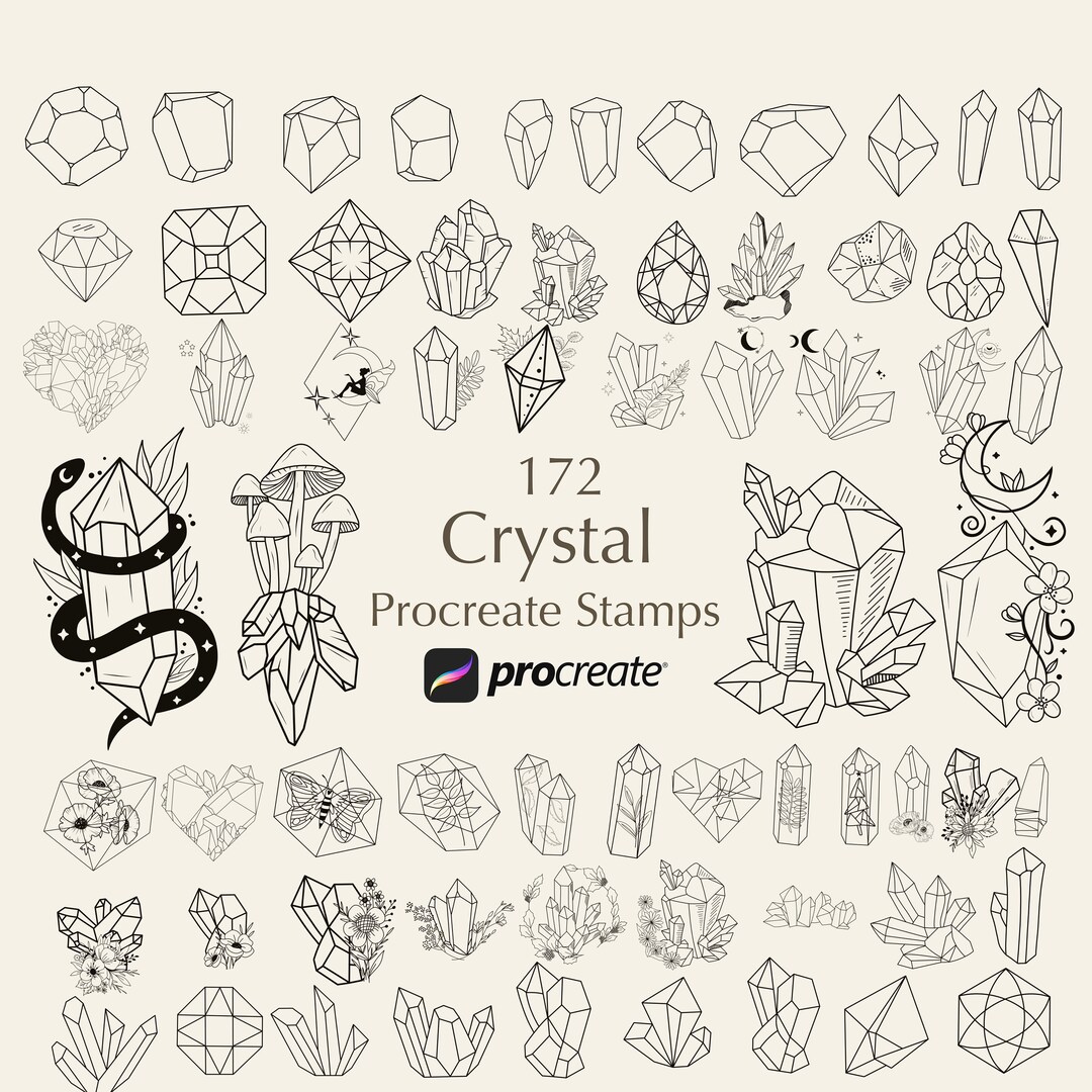 172 Crystal Procreate Stamps, Diamond Procreate Stamps, Tattoo ...