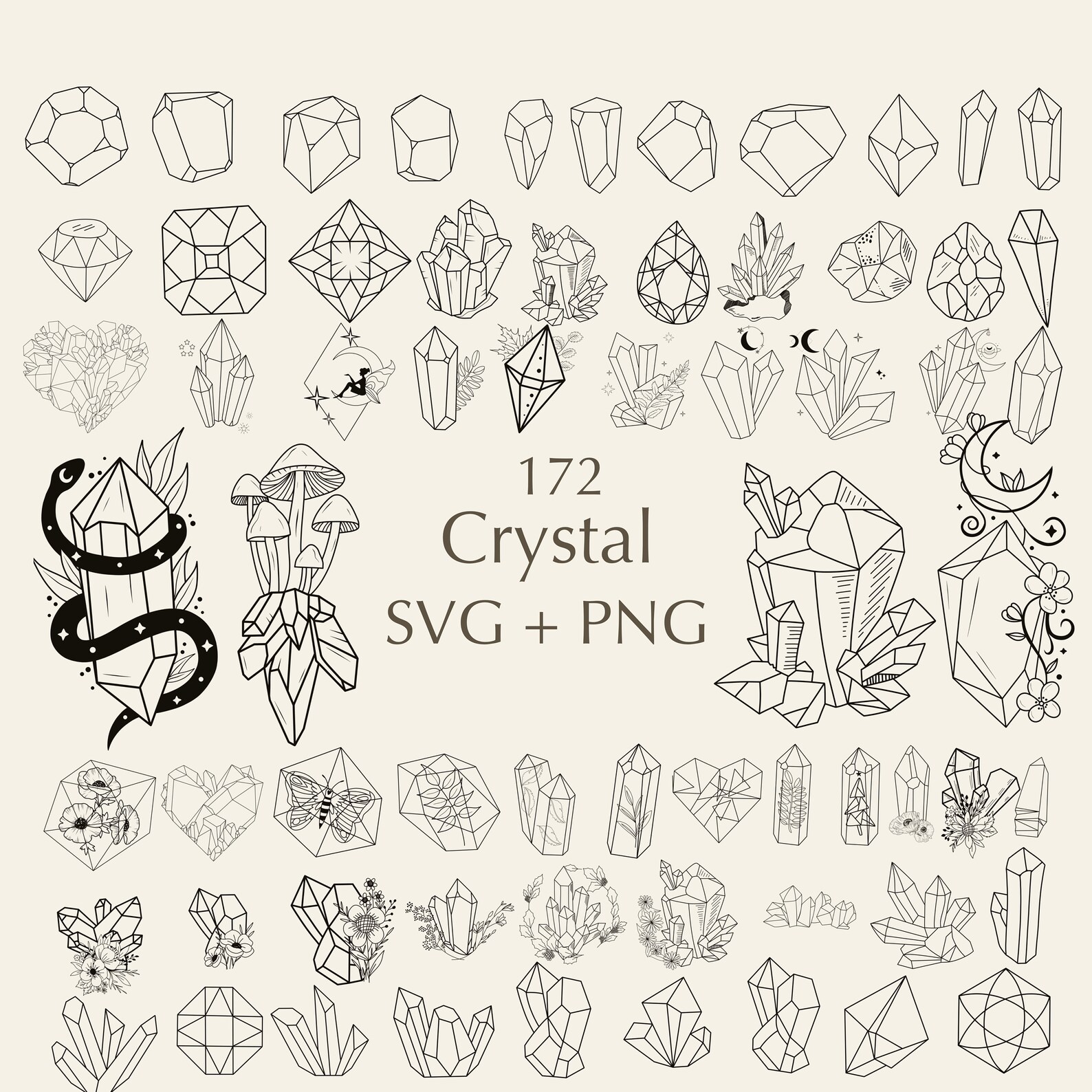 Crystal SVG, Diamond Svg, Witchcraft Svg, Mystical Svg, Gemstone Svg ...