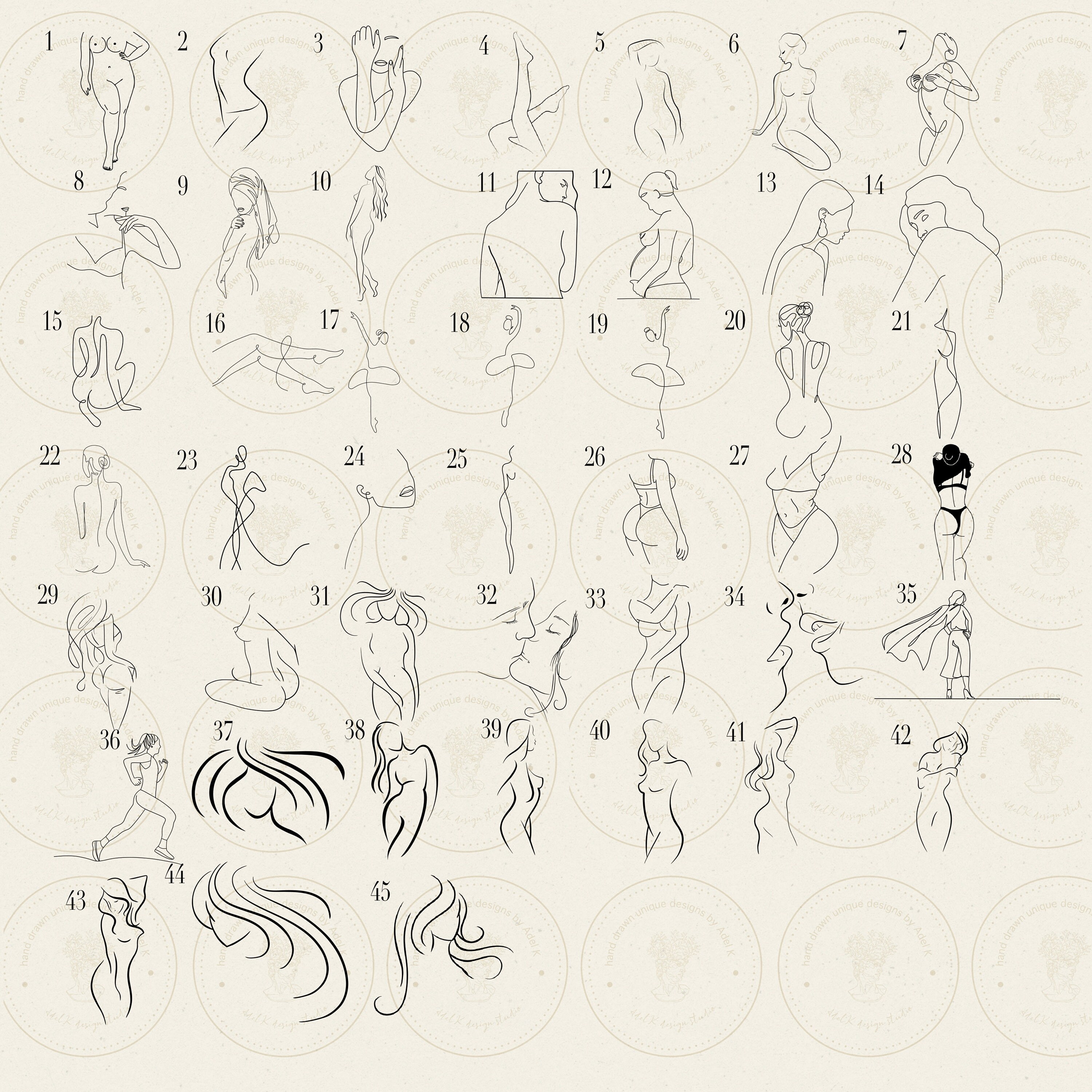 Line Art Procreate Stamps Woman Stamps Minimalist - Etsy