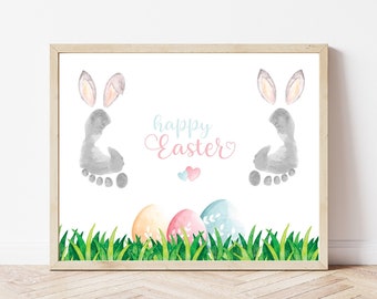 My FIRST EASTER Bunny Feet Easter Footprint Art Craft Baby Toddler Kids ...