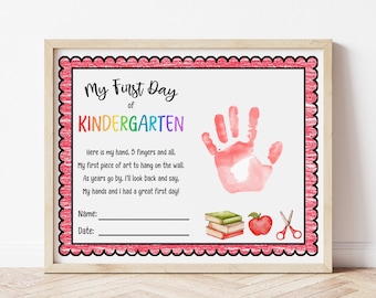 First Day of Kindergarten Handprint Art, Kindergarten Kids Handprint ...