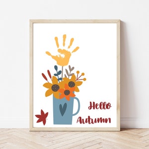 Hello Autumn Fall Handprint Craft, Sunflower Handprint Art for Babies ...
