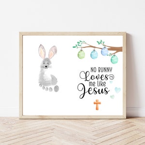Religious Easter Footprint Art, Bunny Footprint, Easter Handprint Craft ...