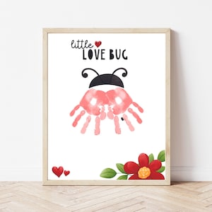 Love Bug Handprint Footprint Art, Valentine Handprint, Baby Footprint ...