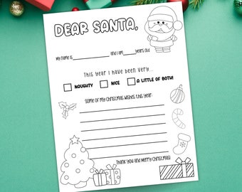 Letter to Santa Coloring, Santa Letter, Kids Christmas List, Christmas ...