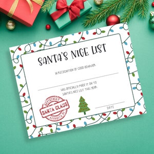 Nice List Certificate, Santa's Nice List Certificate, Santas Good List ...