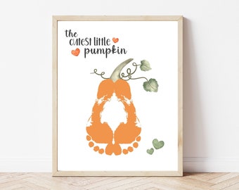 PRINTABLE Footprint Pumpkin Handprint Craft Baby Footprint Thanksgiving ...