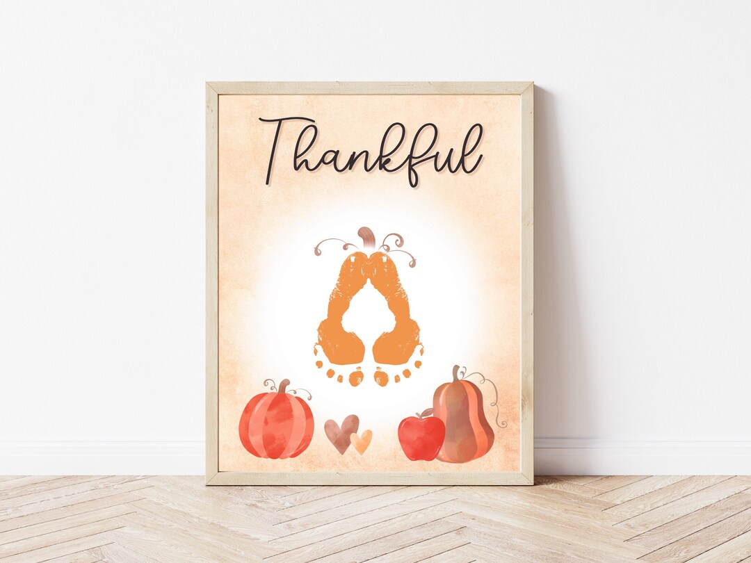 Fall Baby Footprint Art, Kids Handprint Art, Thanksgiving Activity for ...
