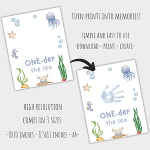 Oneder the Sea, First Birthday Handprint Art, Toddler Handprint, First ...