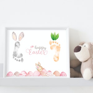 Easter Footprint Art, Bunny Carrot Footprint, Easter Handprint Craft ...