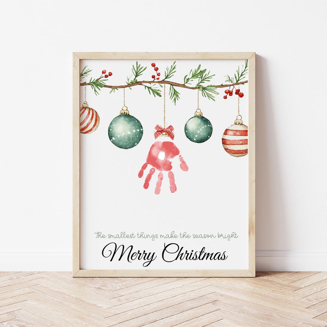 Christmas Ornament Handprint Art, First Christmas Handprint Craft, Baby ...