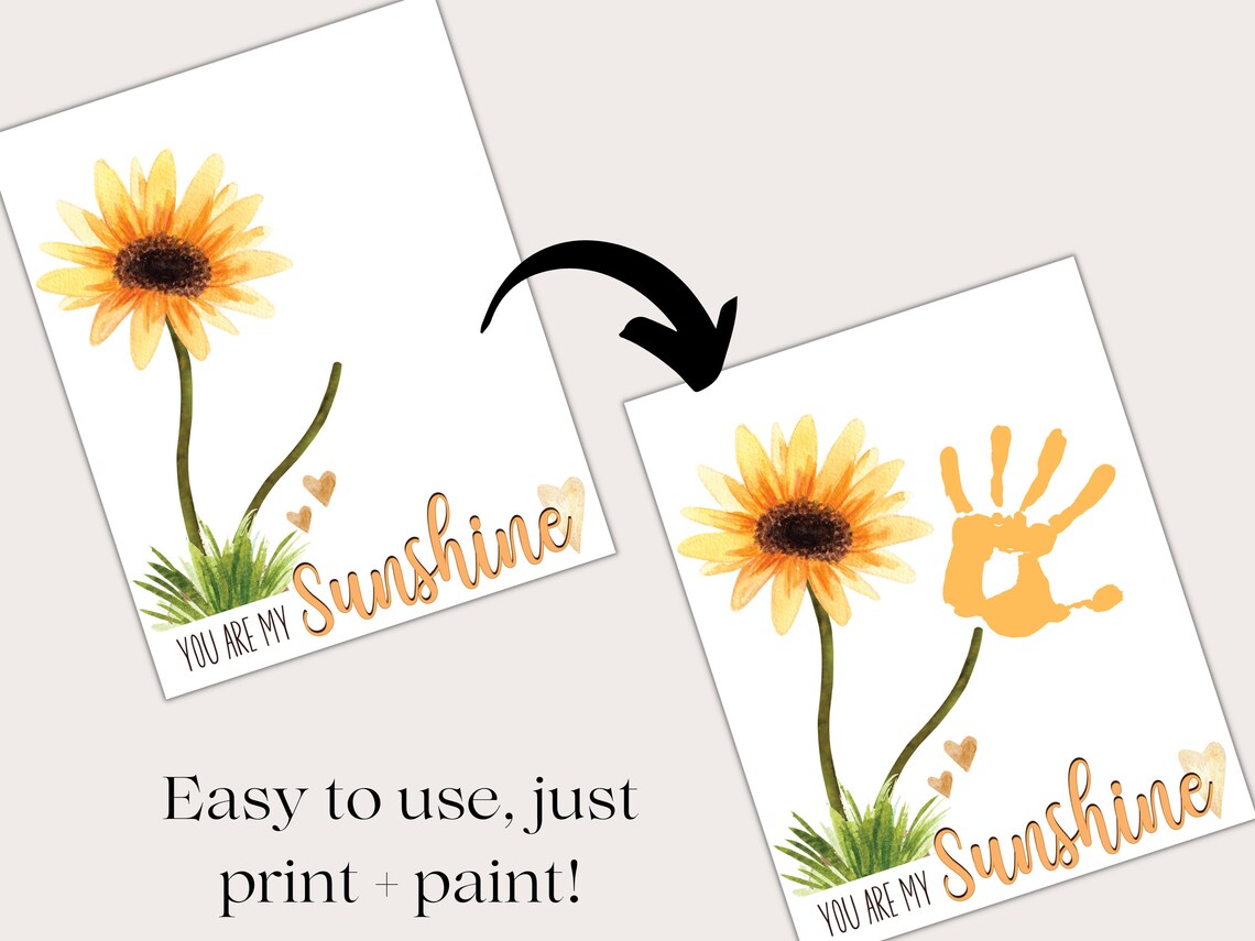 Flower Handprint Art Sunflower Handprint Craft for Kids DIY - Etsy
