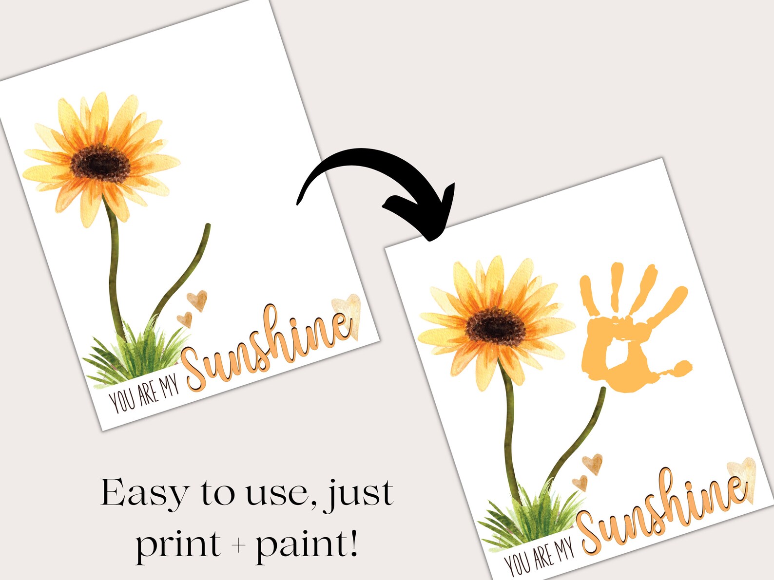 Flower Handprint Art Sunflower Handprint Craft for Kids DIY - Etsy