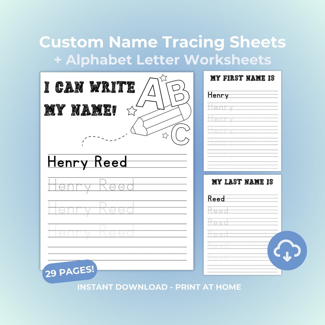 Custom Name Tracing Worksheets, Learn to Write Name, Preschool ...