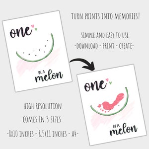 One in a Melon, Handprint Footprint Art, First Birthday Keepsake, Baby ...