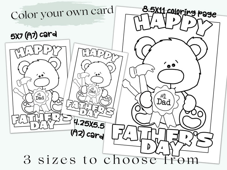 Printable DIY Father's Day Card Coloring Card for Dad From - Etsy