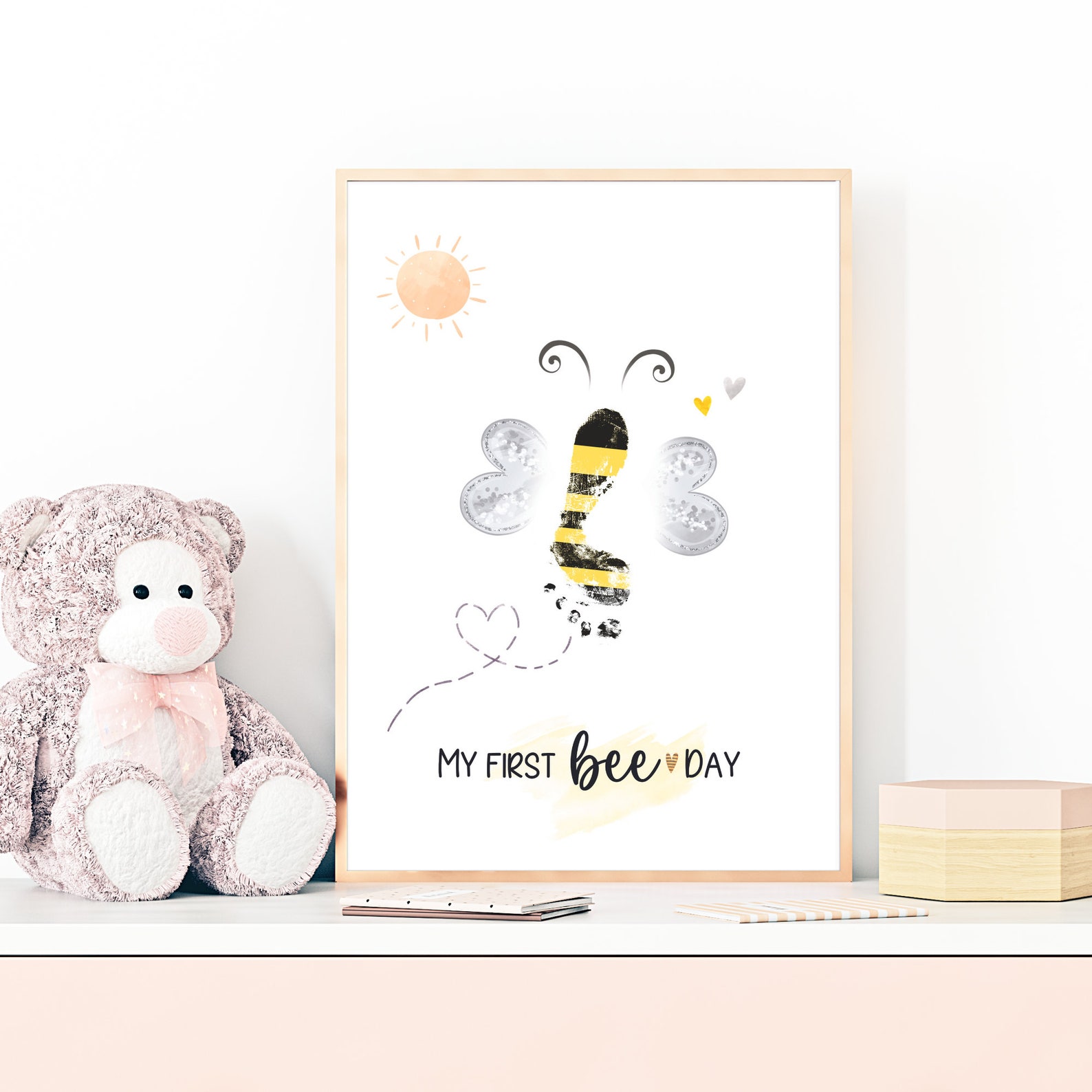 First Bee Day, Baby Footprint, Toddler Footprint, First Birthday ...