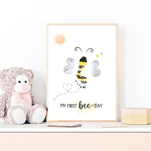 First Bee Day, Baby Footprint, Toddler Footprint, First Birthday ...