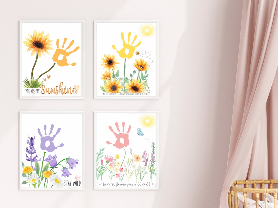 Flower Handprint Art Sunflower Handprint Craft for Kids DIY - Etsy