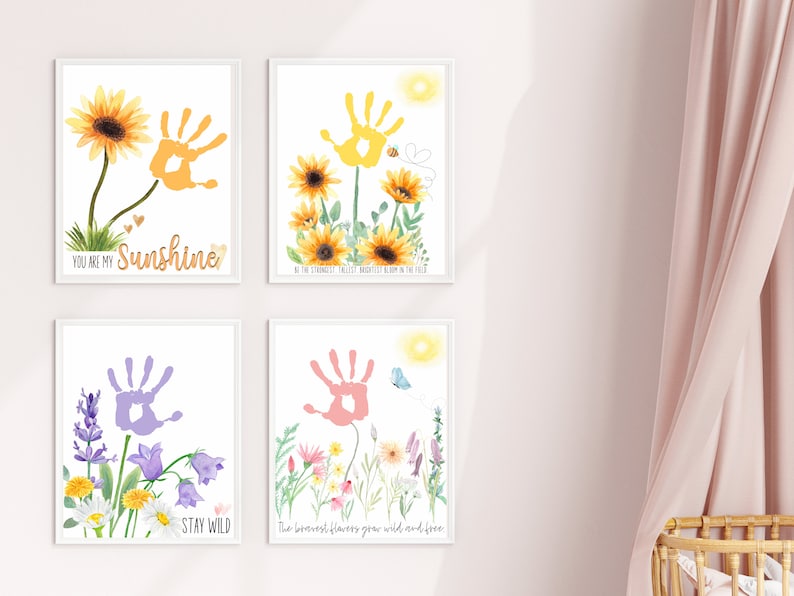 Flower Handprint Art Wildflower Handprint Craft for Kids DIY - Etsy