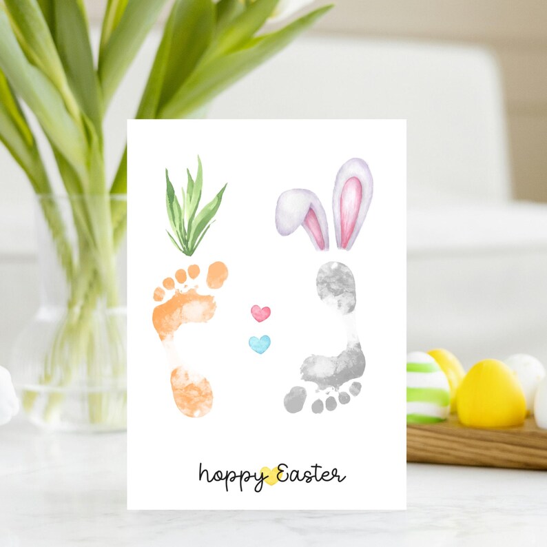 Hoppy Easter Footprint Art, Easter Handprint Art, Infant Craft, Easter ...