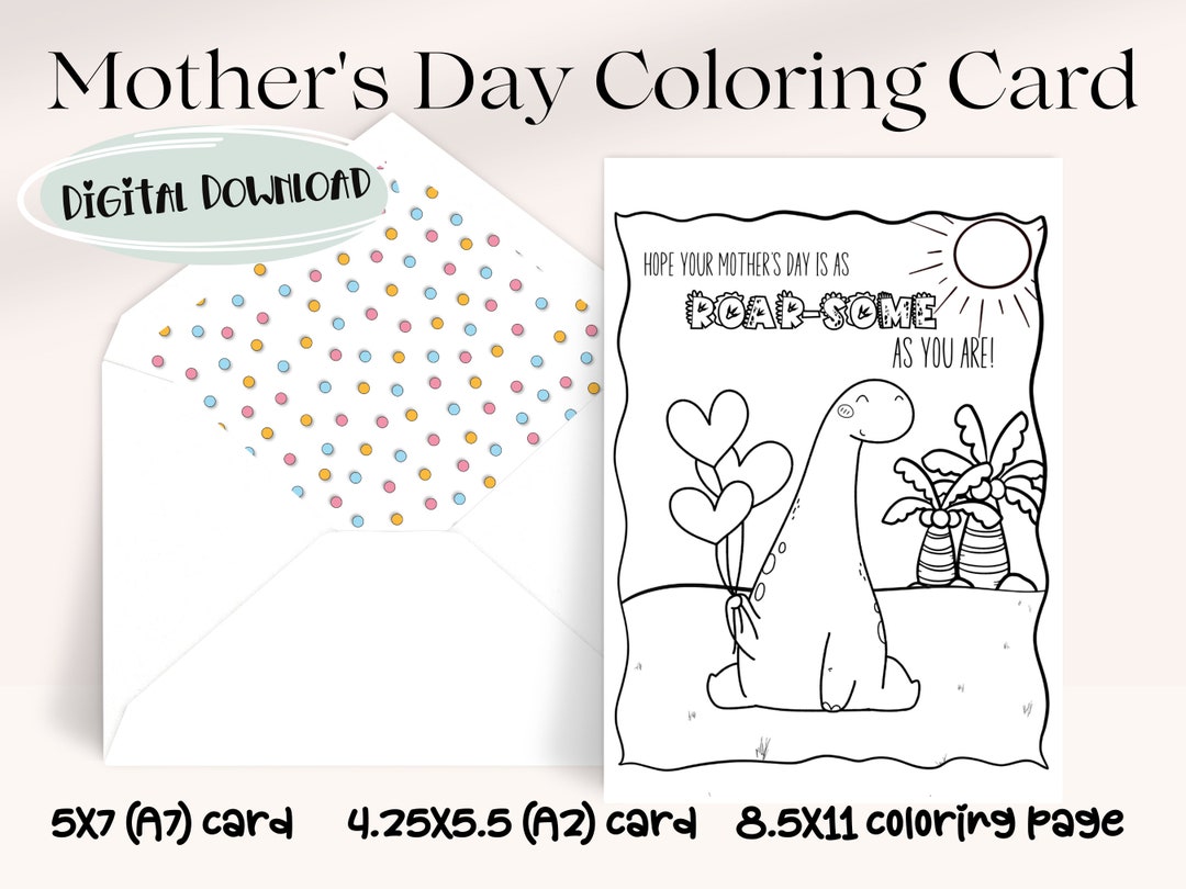 Printable DIY Mother's Day Card, Colorable Card for Mom, DIY Birthday ...