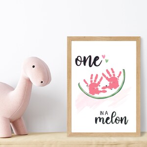One in a Melon, Handprint Footprint Art, First Birthday Keepsake, Baby ...
