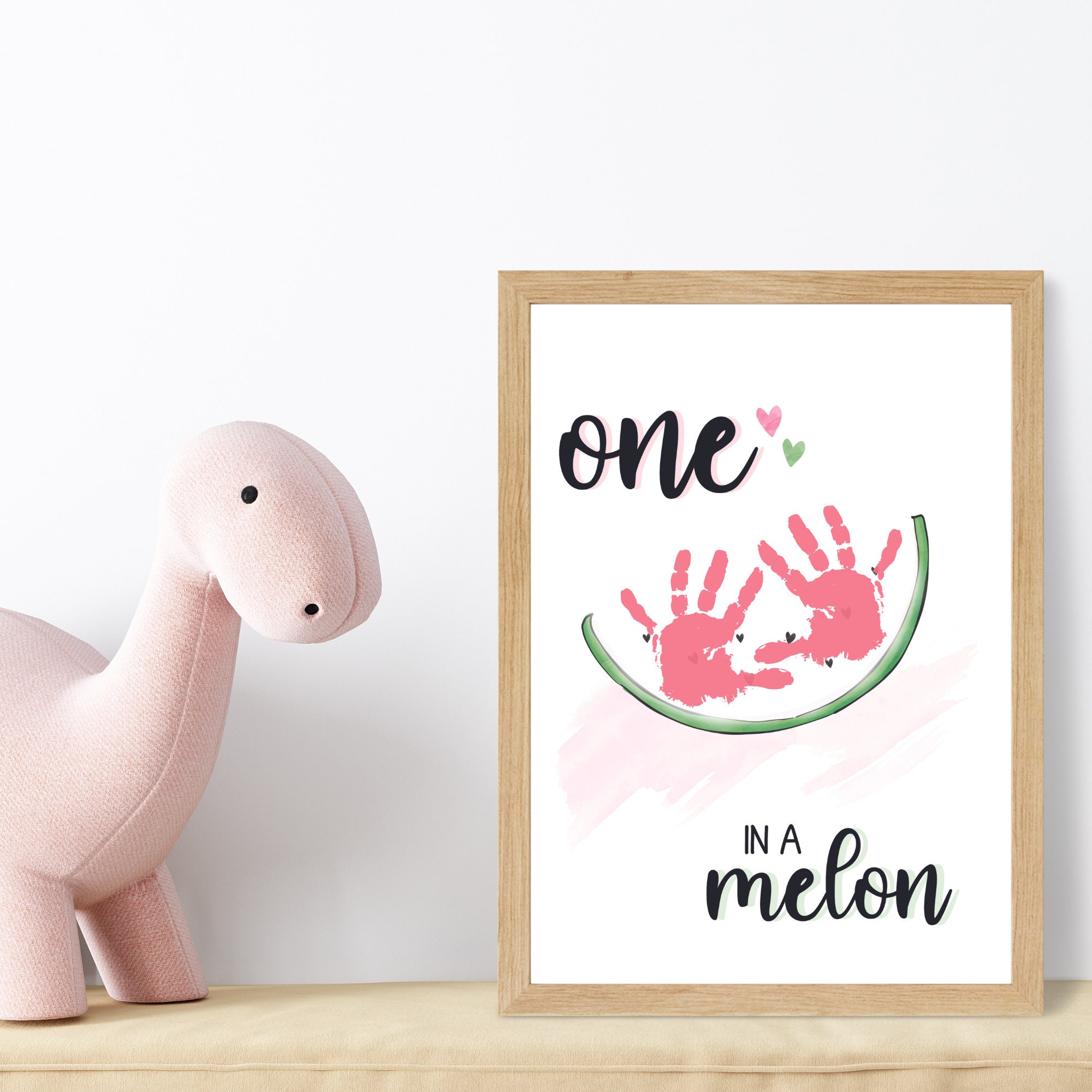 One in a Melon Handprint Footprint Art First Birthday - Etsy