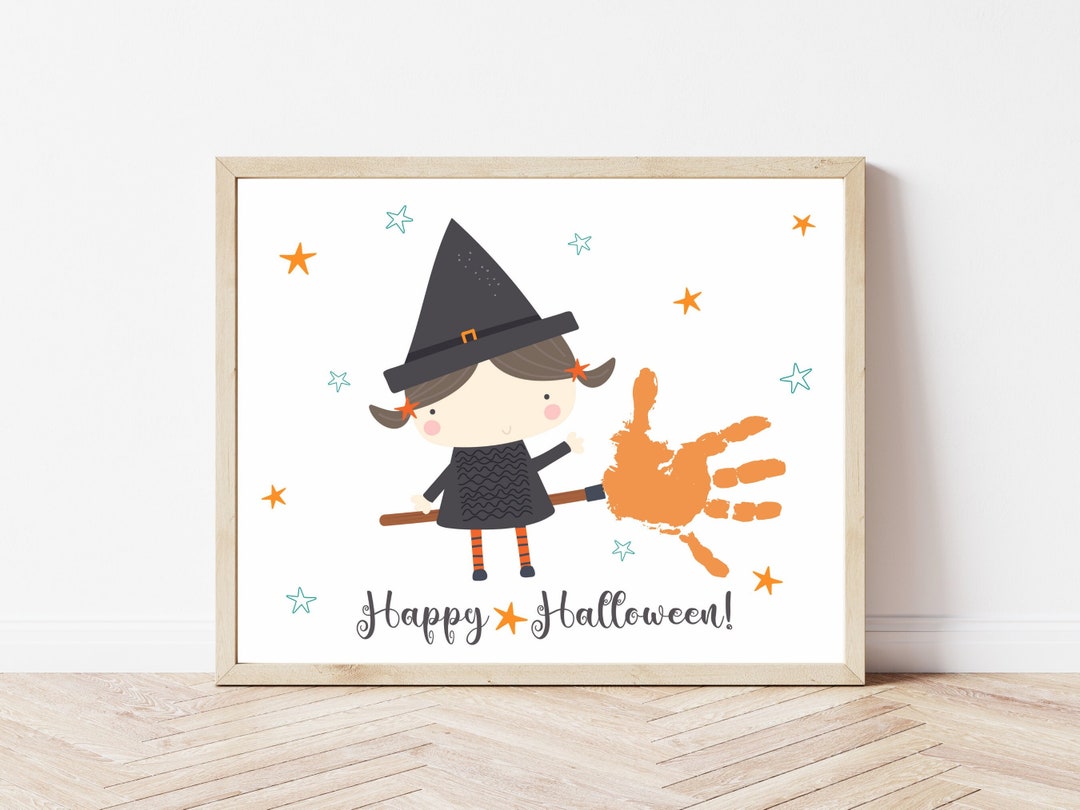 Halloween Handprint Art, Fall Handprint Craft for Kids, Happy Halloween ...