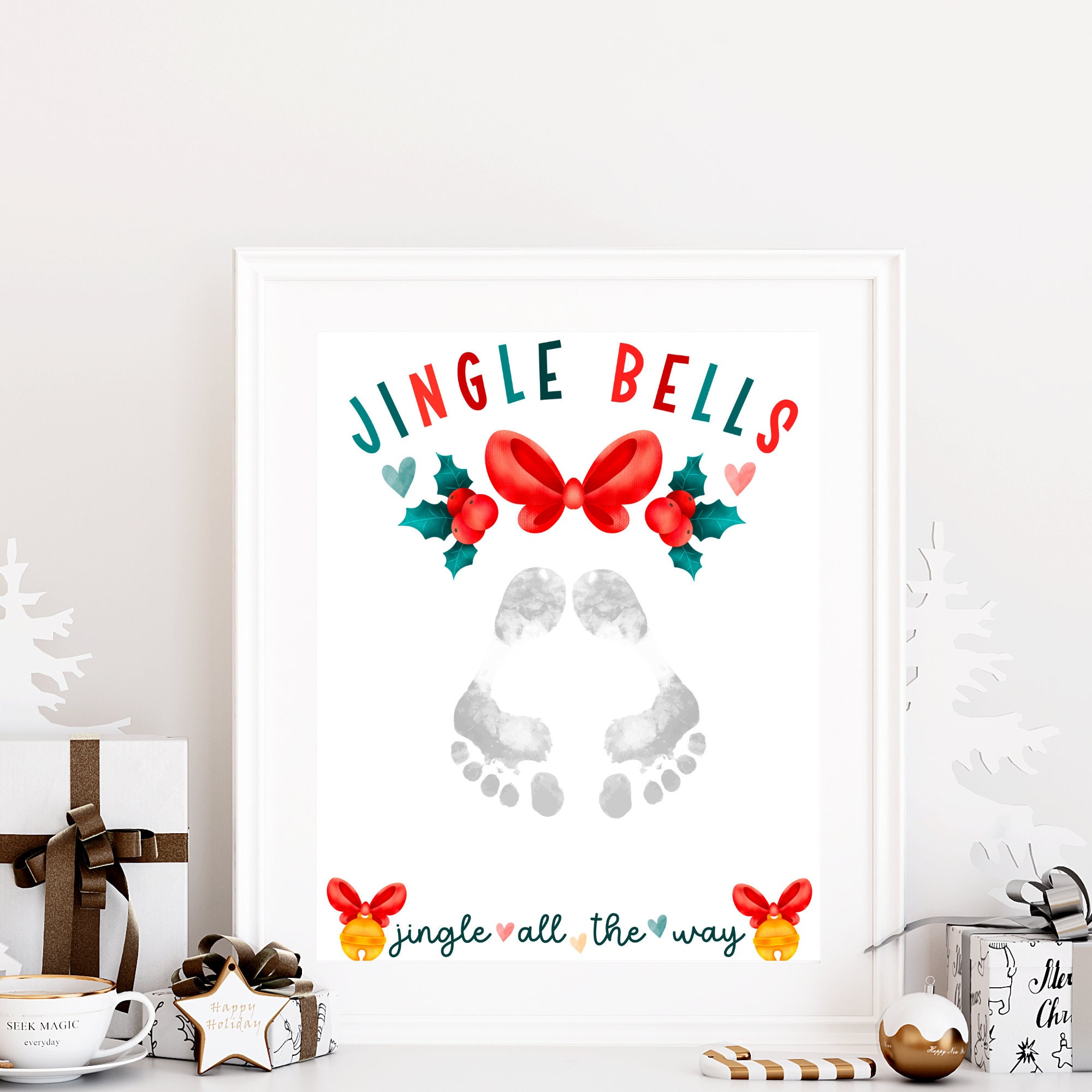 Jingle Bells Christmas Handprint, Holiday Handprint Footprint Craft for ...