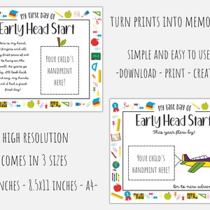 First Day of Early Head Start Handprint Art, Last Day of School ...