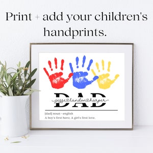 Personalized Handprint Art for Dad With Children's Names DIY Fathers ...