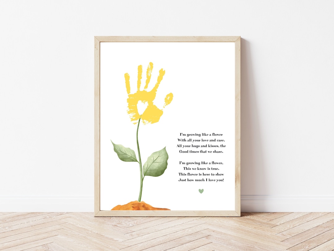 Flower Handprint Art Craft, Growing Like A Flower Poem, Mother's Day ...