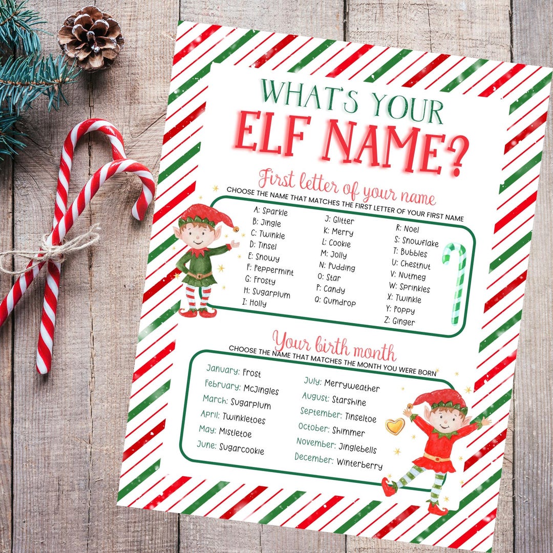 What's Your Elf Name, Christmas Games, Elf Name, Elf Kit Printable, Elf ...