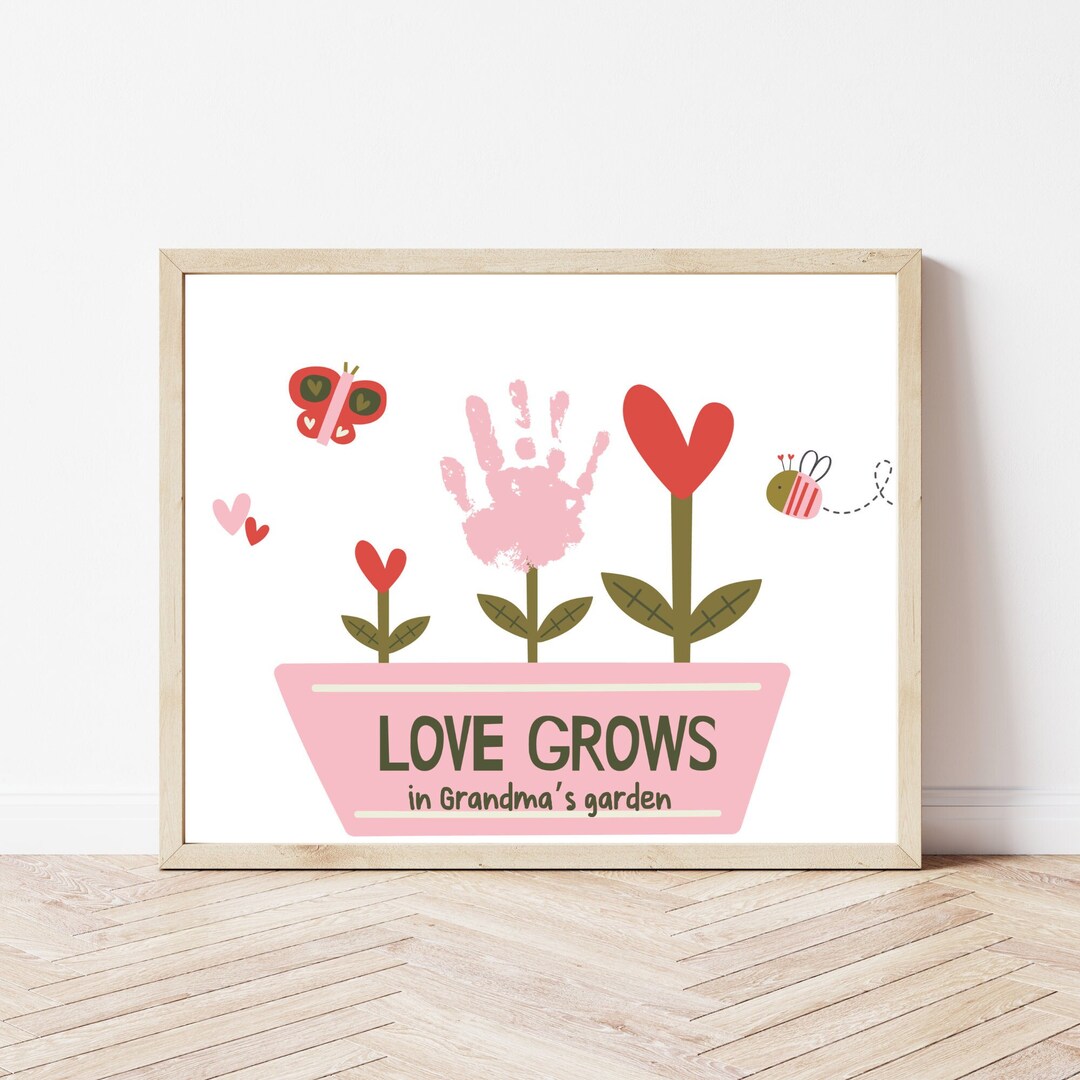 Grandmas Garden Handprint Art, Valentine's Day Handprint Art, Mothers ...