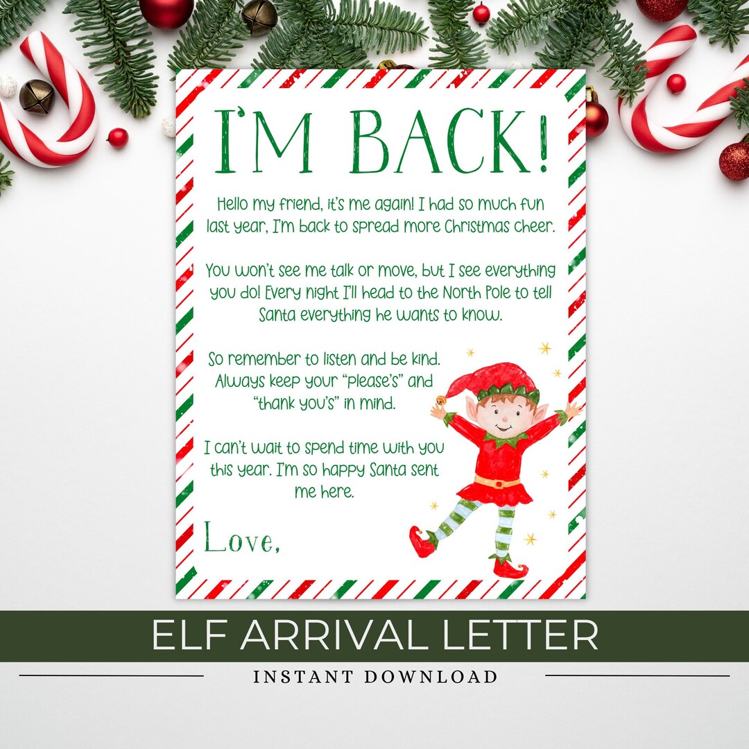 Elf Arrival Letter, Christmas Elf Welcome Letter, Elf Arrival Letter ...