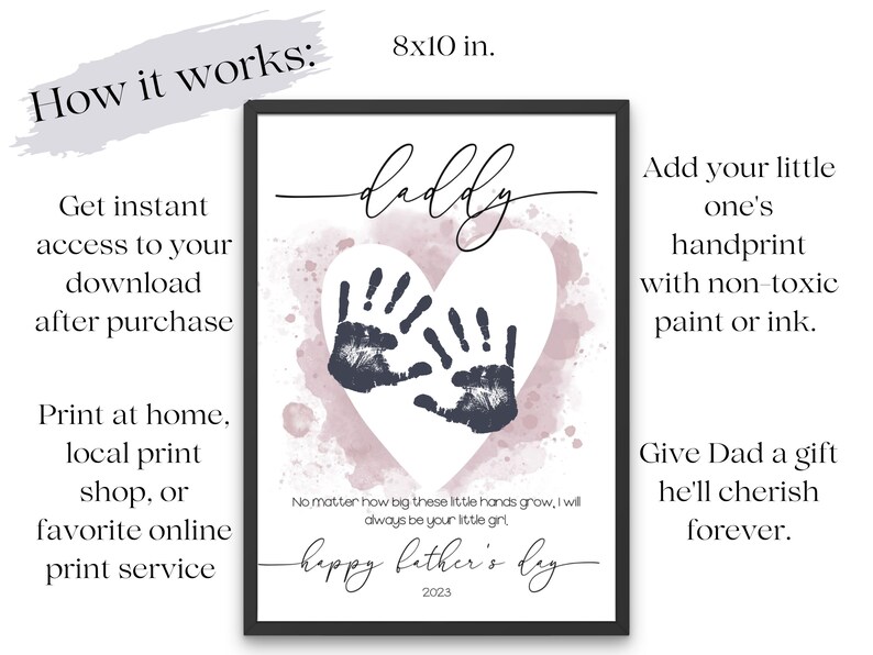 Father's Day Handprint Art Daddy's Little Girl DIY - Etsy