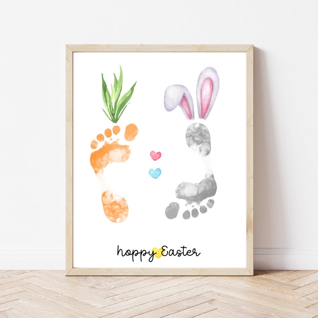 Hoppy Easter Footprint Art, Easter Handprint Art, Infant Craft, Easter ...