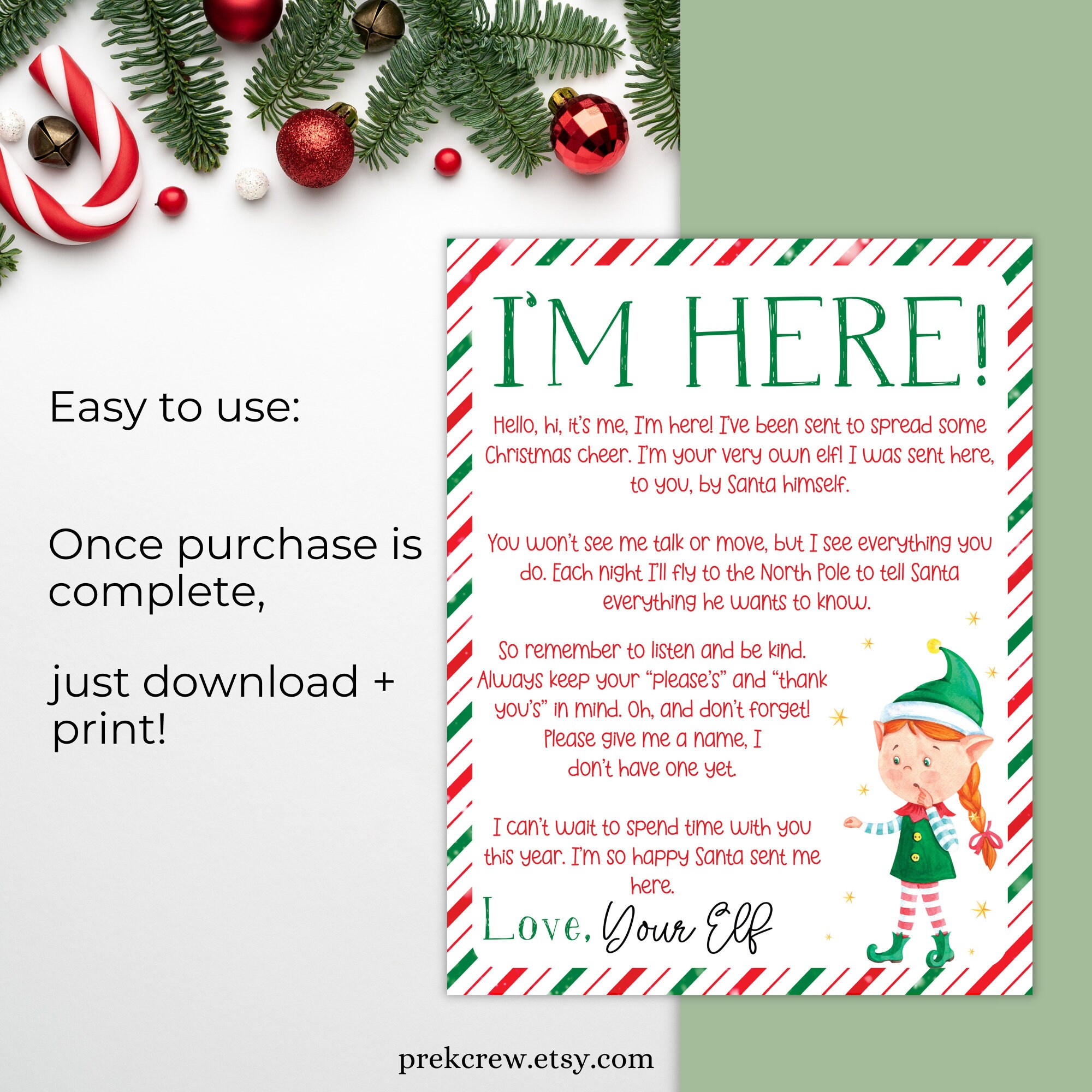 Girl Elf Arrival Letter, First Time Elf Arrival Letter, Christmas Elf ...