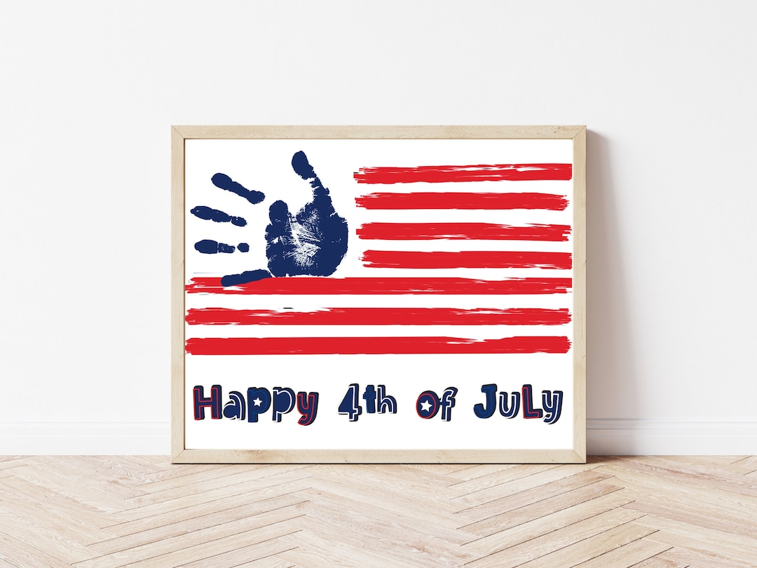 American Flag Handprint Craft, 4th of July Activity for Toddlers, Kids ...