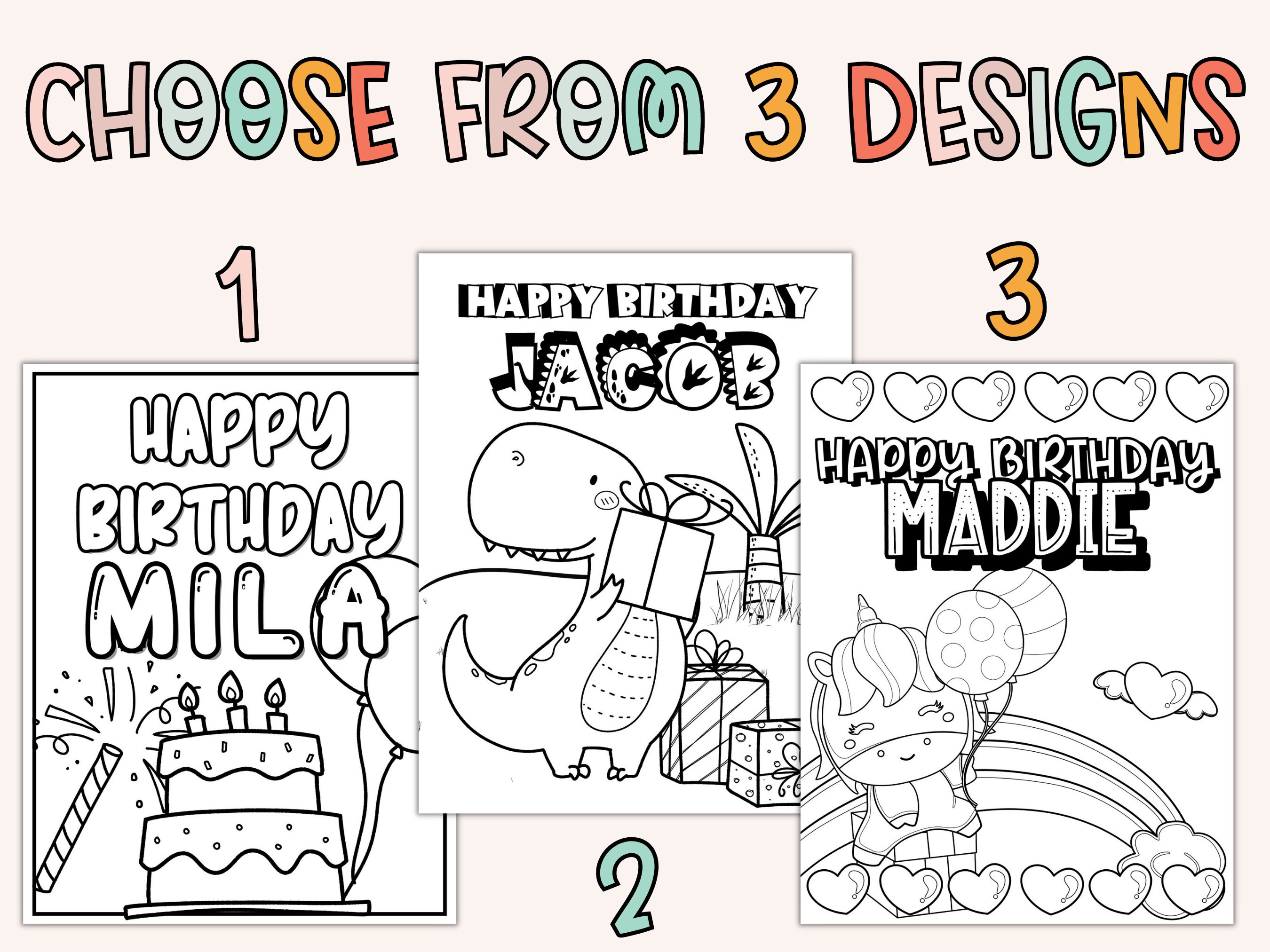 Buy Personalized Coloring Page for Kids Birthday Custom Coloring Online ...