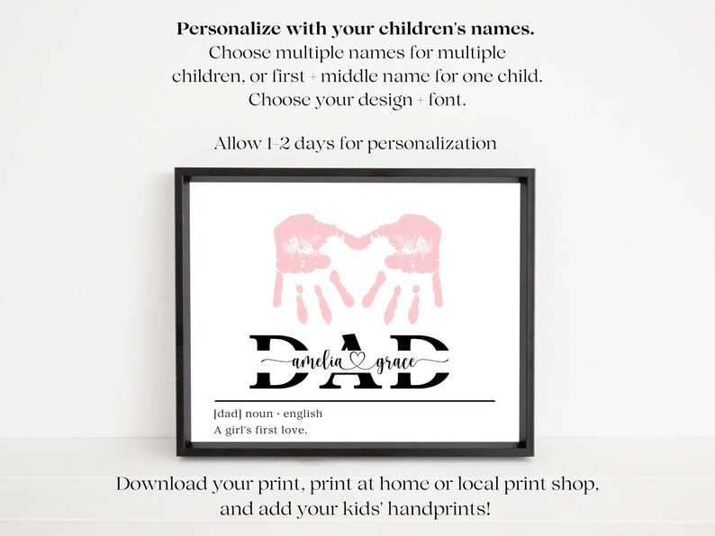 Personalized Handprint Art for Dad With Children's Names DIY Fathers ...