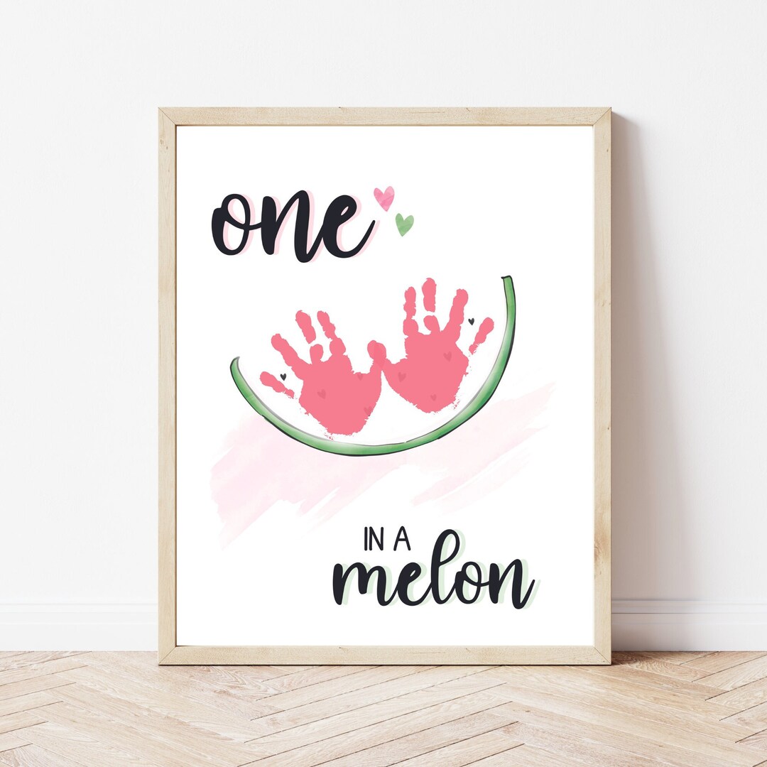 One in a Melon, Handprint Footprint Art, First Birthday Keepsake, Baby ...