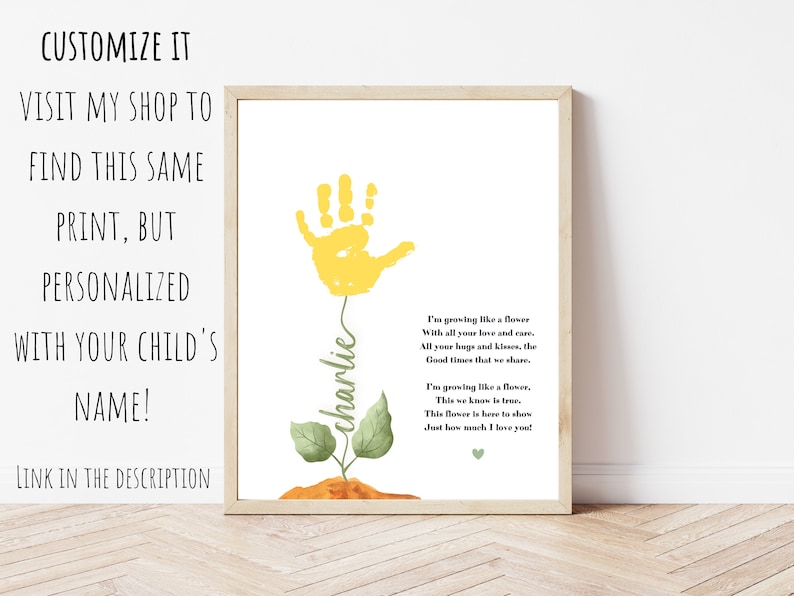 Flower Handprint Art Craft Growing Like A Flower Poem - Etsy