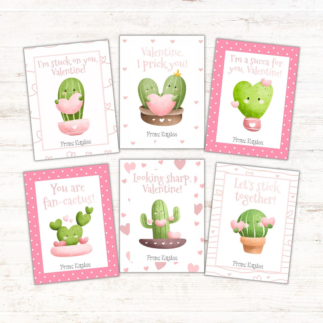 Cactus Valentines, Classmate Valentines, Editable Valentines Cards ...